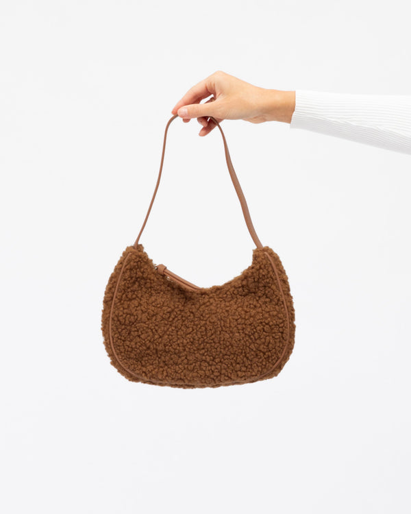 CHOCOLATE SHERPA SHOULDER HANDBAG - Global Fashion House